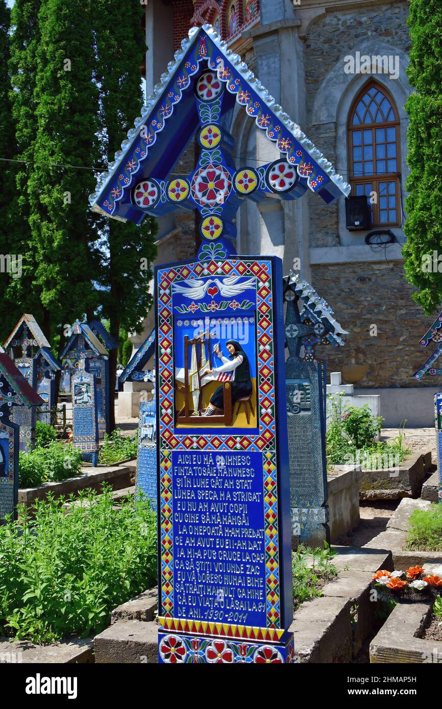 The Merry Cemetery (Cimitirul Vesel), in Sapanta, Maramures, Romania. A ...