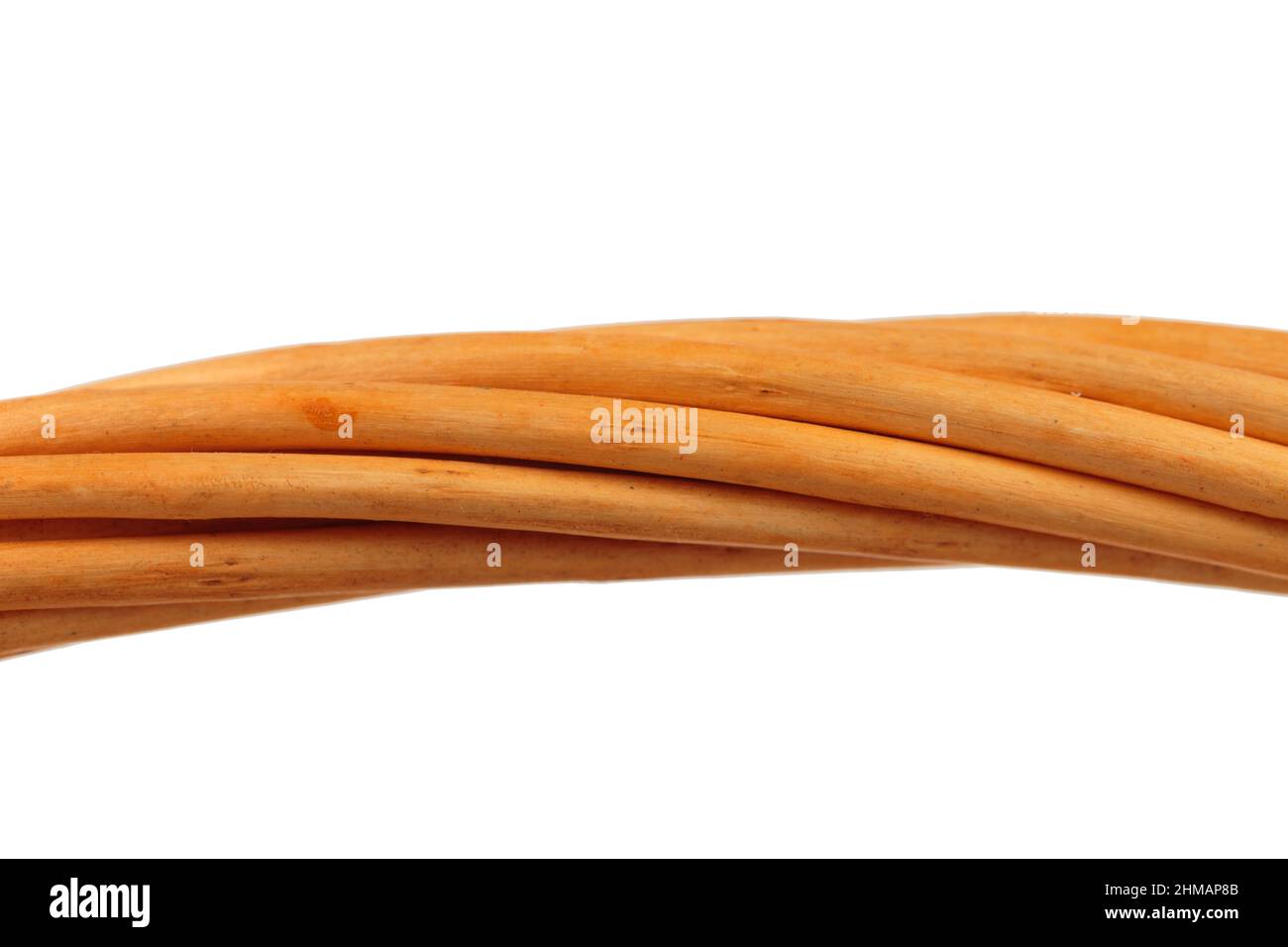 Wicker handle made of willow branches. Isolated over white background ...