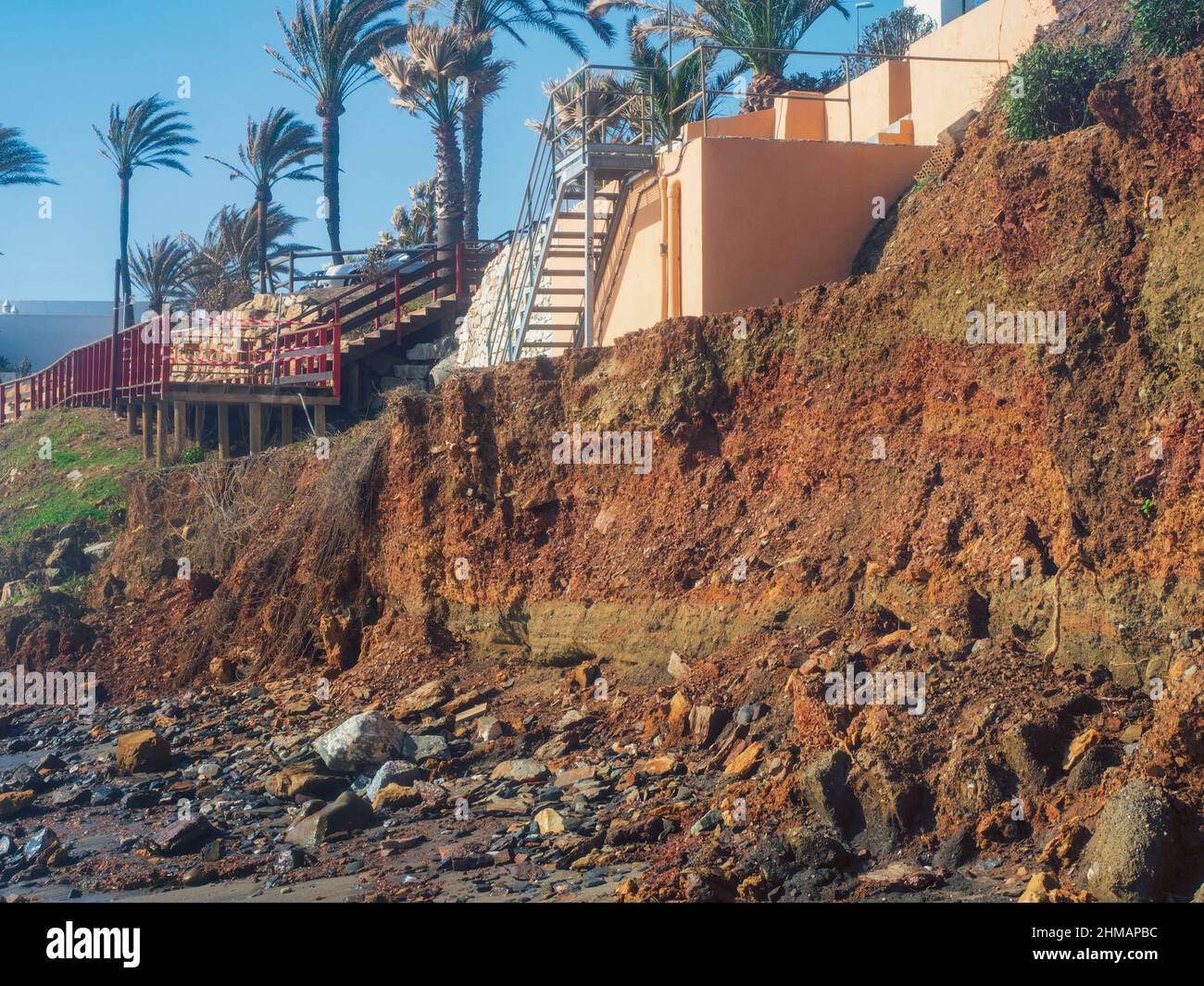 Coastal damage from rising seawater due to climate change Stock Photo ...