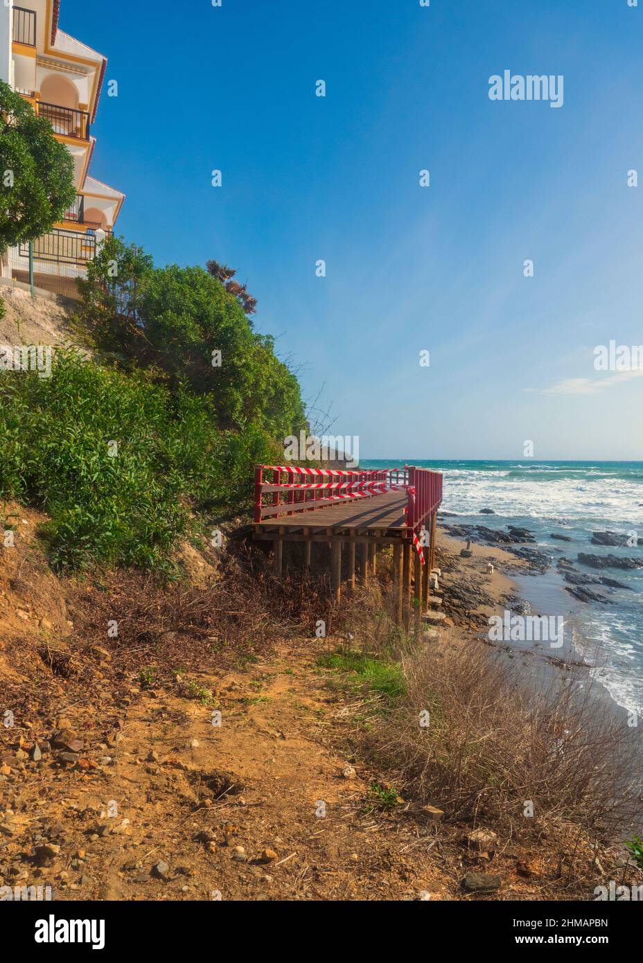 Coastal damage from rising seawater due to climate change Stock Photo ...