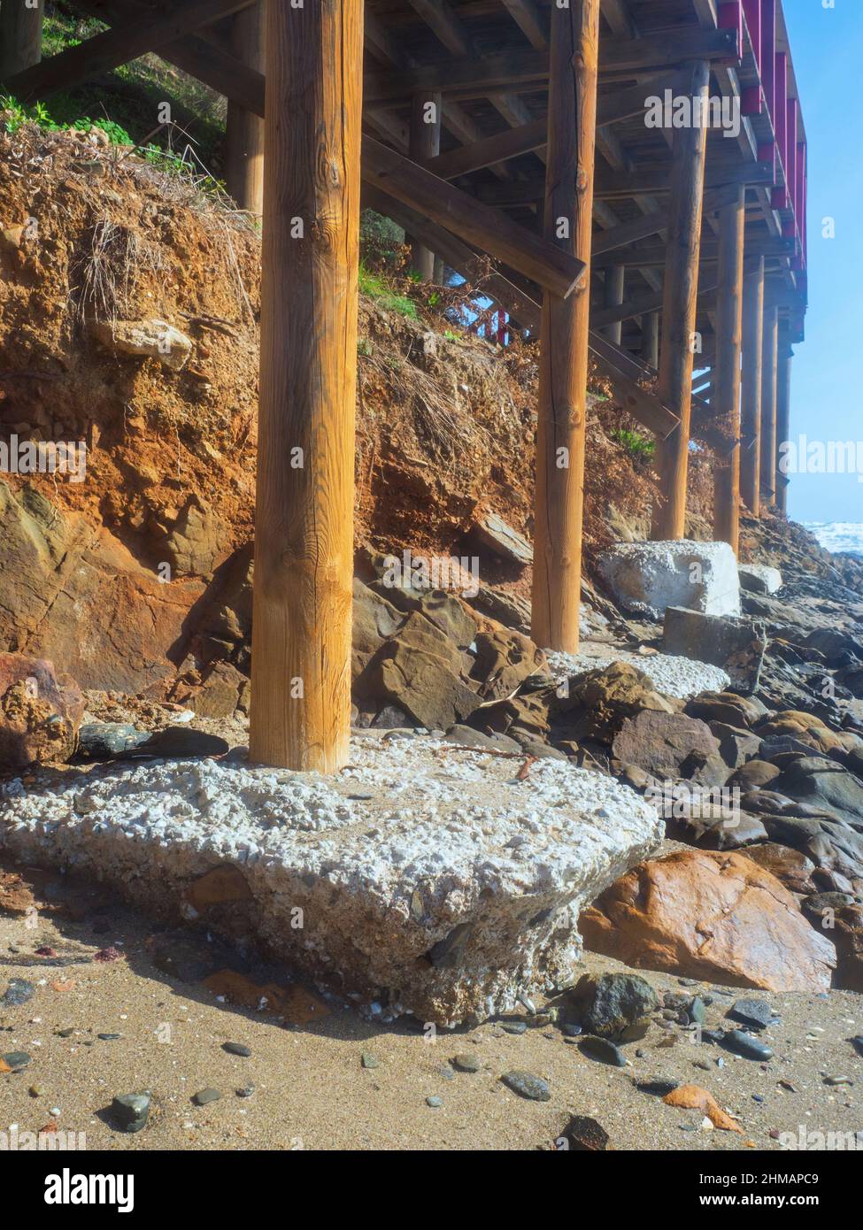 Coastal damage from rising seawater due to climate change Stock Photo ...