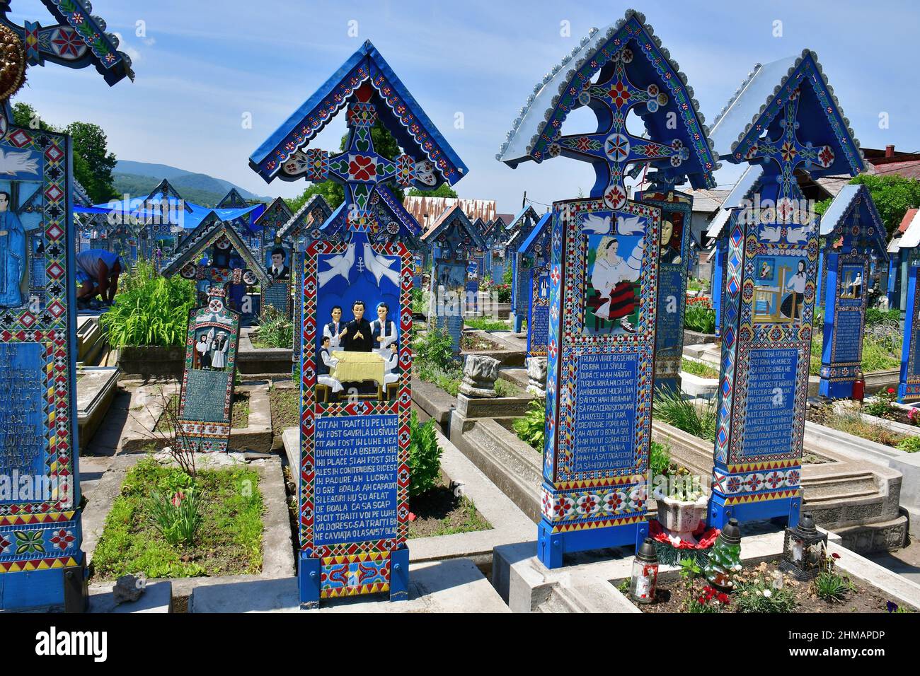The Merry Cemetery (Cimitirul Vesel), in Sapanta, Maramures, Romania. A ...