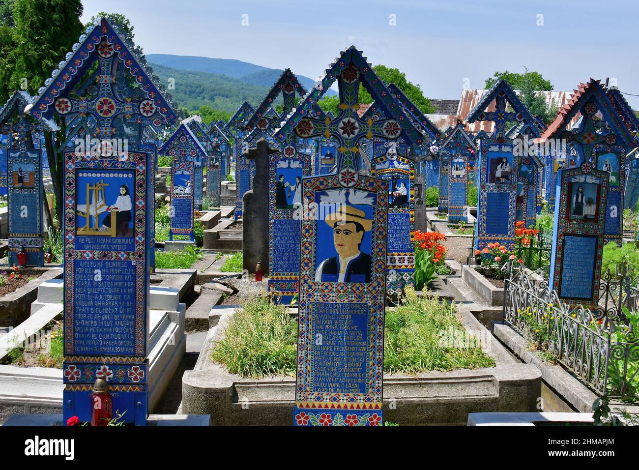 The Merry Cemetery (Cimitirul Vesel), in Sapanta, Maramures, Romania. A ...