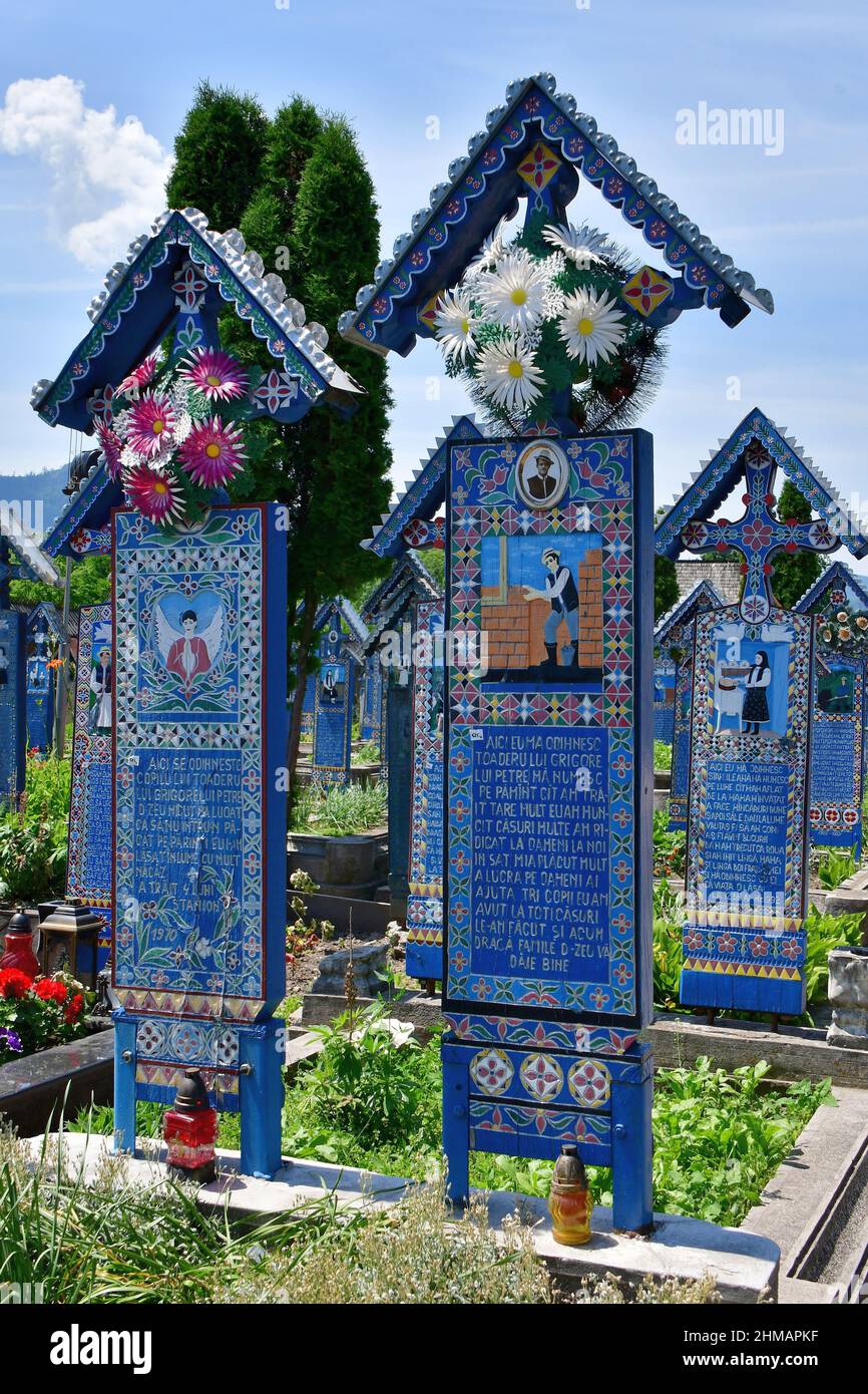 The Merry Cemetery (Cimitirul Vesel), in Sapanta, Maramures, Romania. A ...