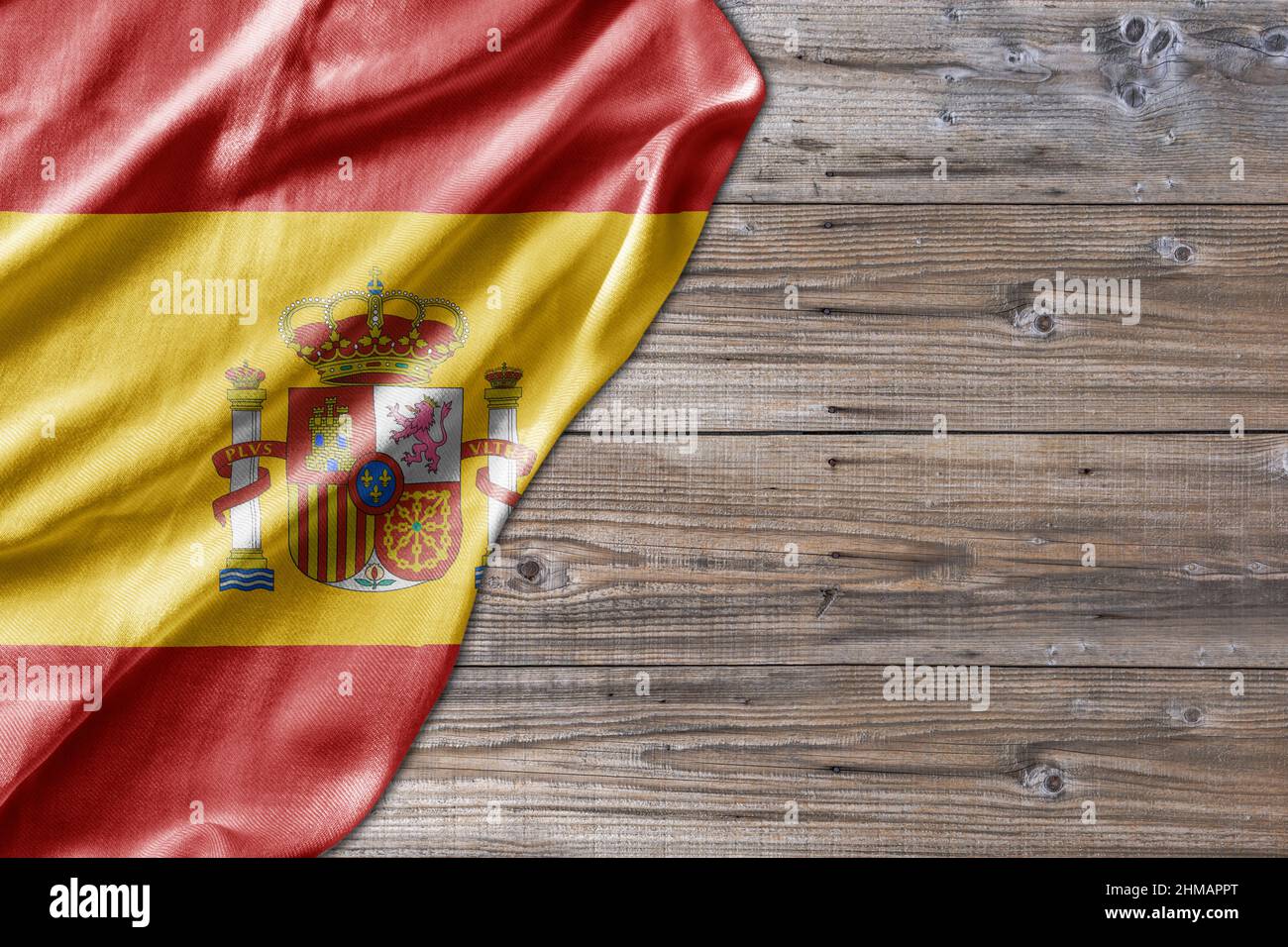 Wooden pattern old nature table board with Spain flag Stock Photo - Alamy