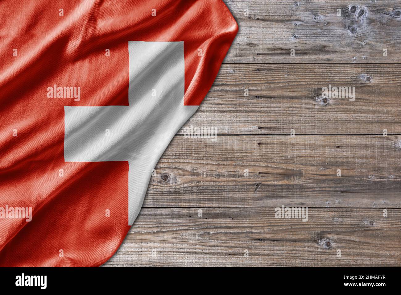 Wooden pattern old nature table board with Switzerland flag Stock Photo ...