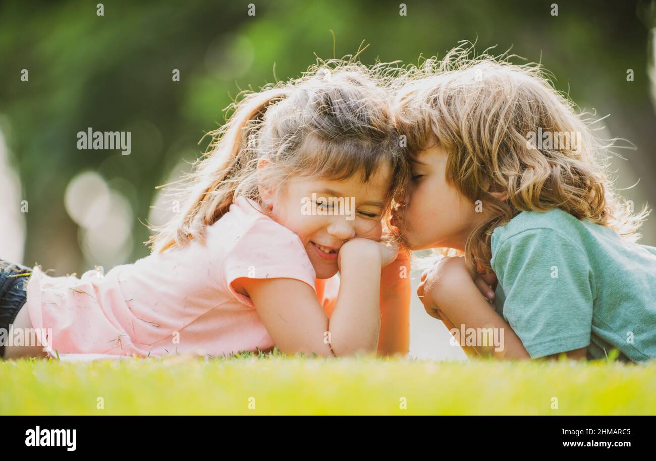 Kids cute couple in love. Children relationships. Little boy girl ...