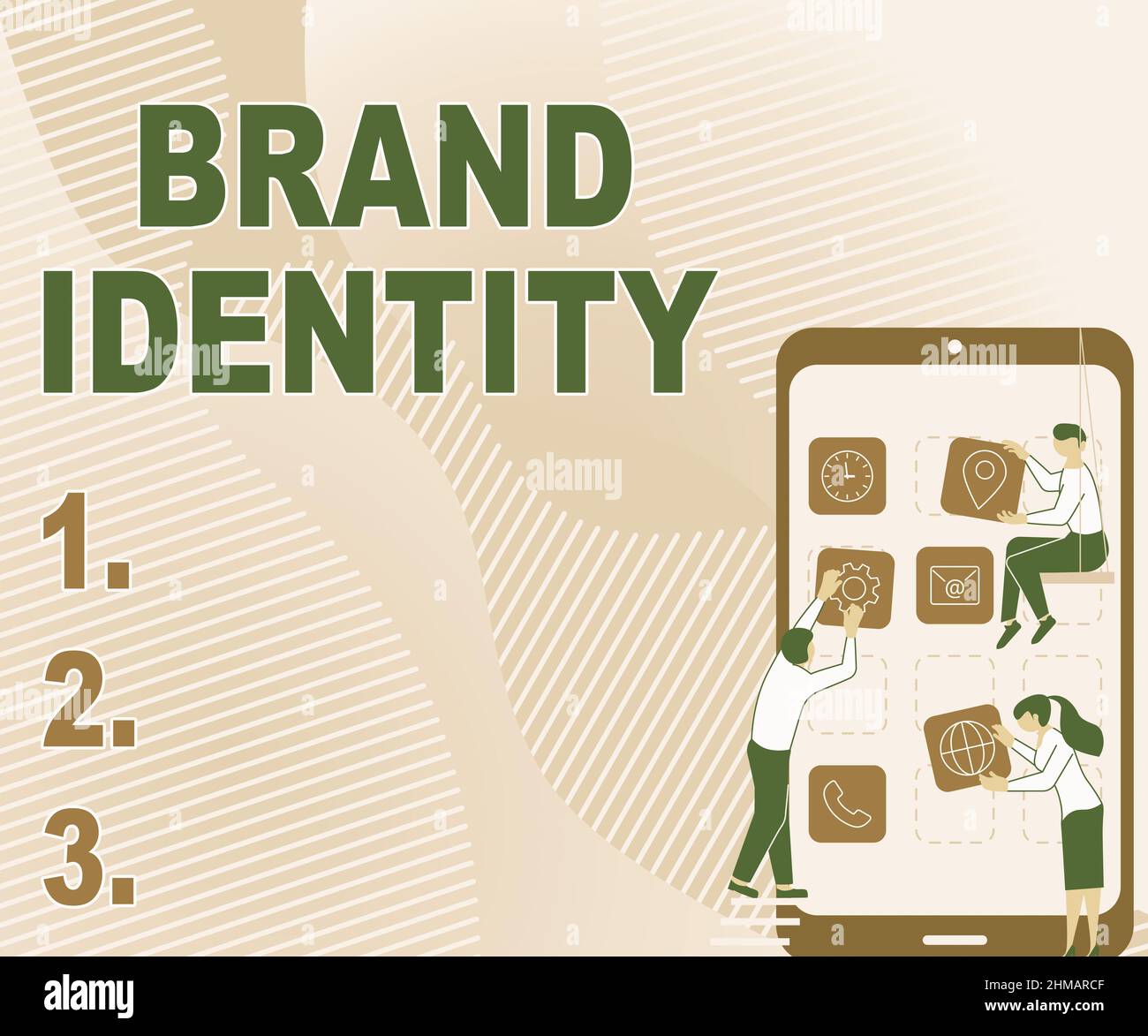 Sign displaying Brand Identity. Word Written on visible elements of a ...