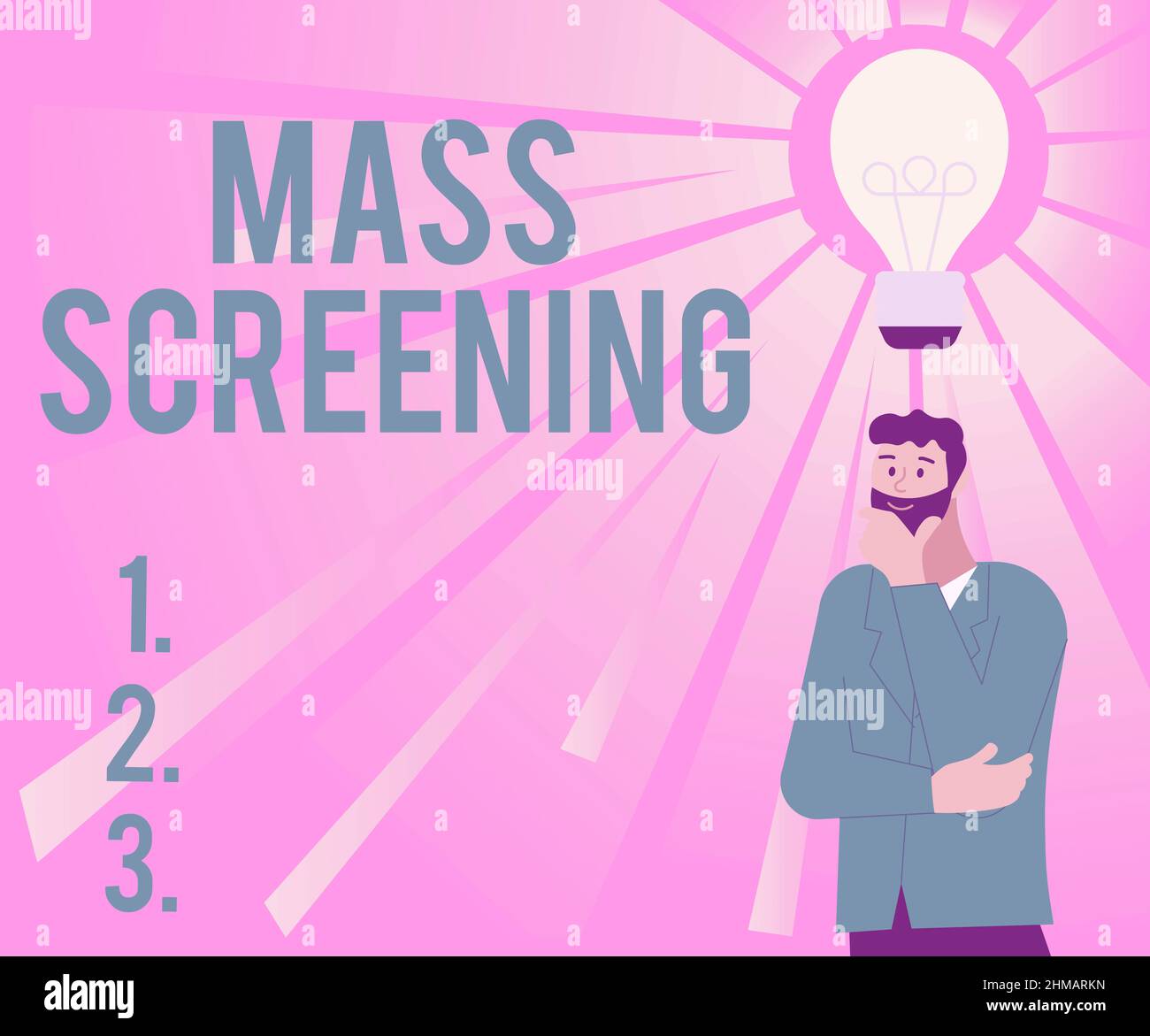 Text caption presenting Mass Screening. Conceptual photo health ...