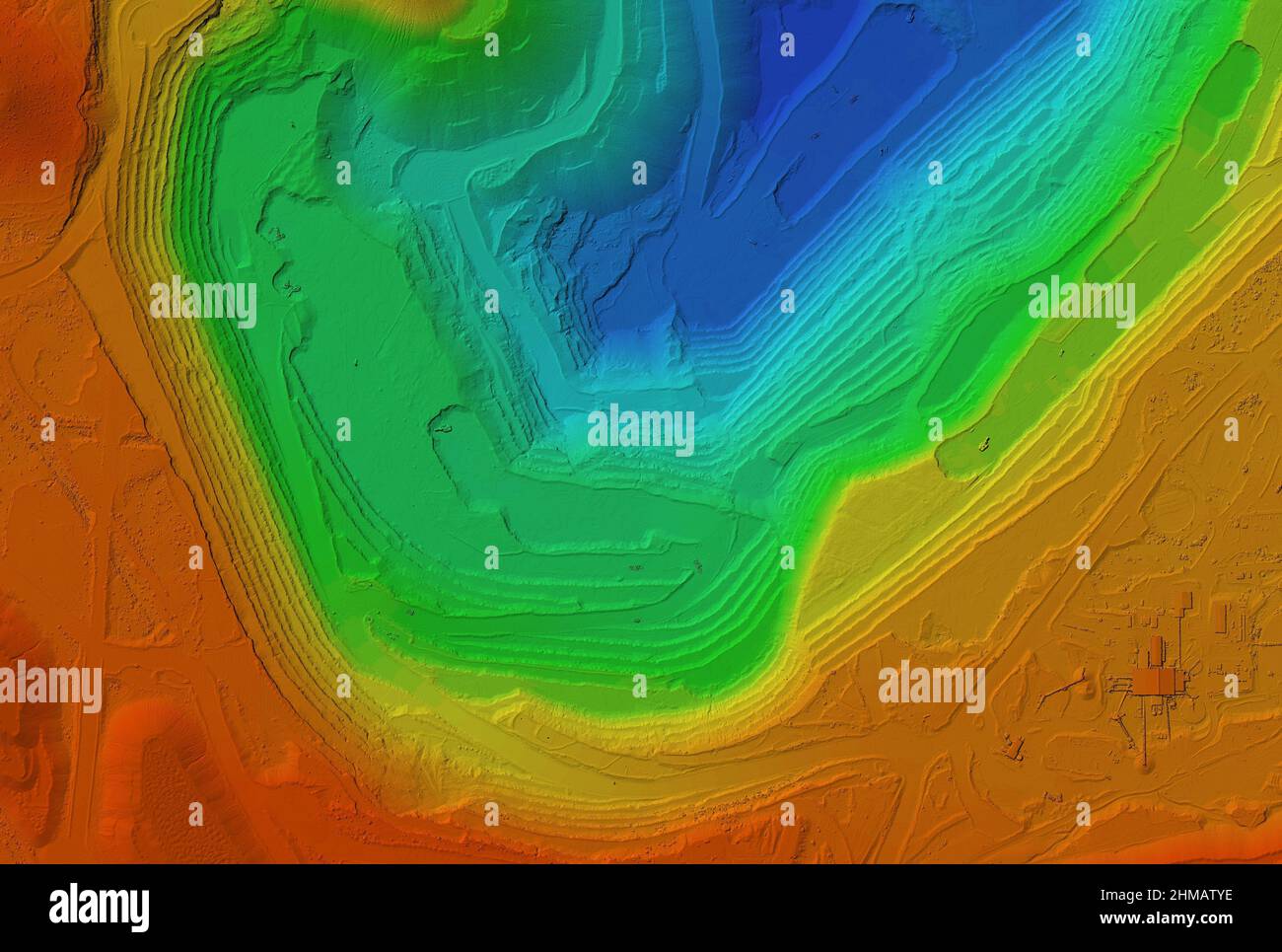 Model of a mine elevation. GIS product made after processing aerial ...