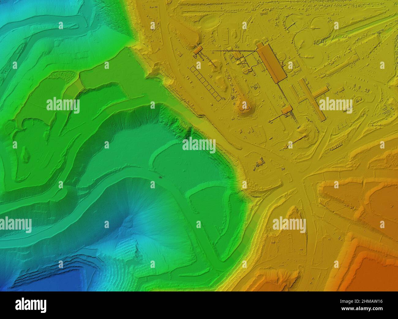 Model of a mine elevation. GIS product made after processing aerial ...