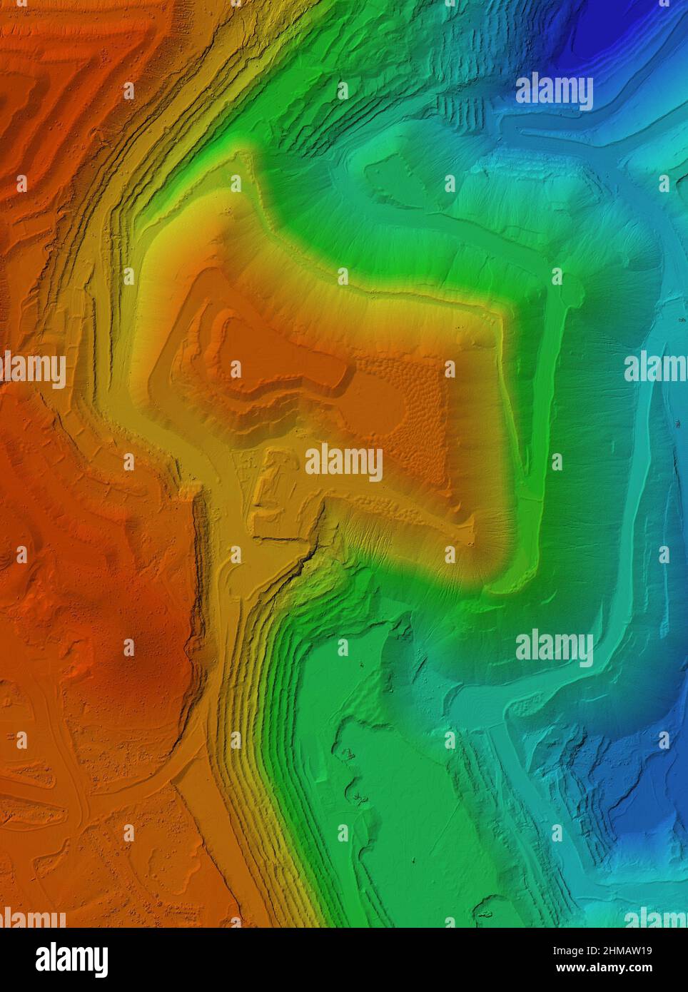 Model of a mine elevation. GIS product made after processing aerial ...