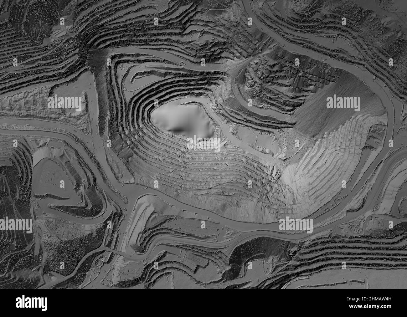 Model of a mine elevation. GIS product made after processing aerial ...