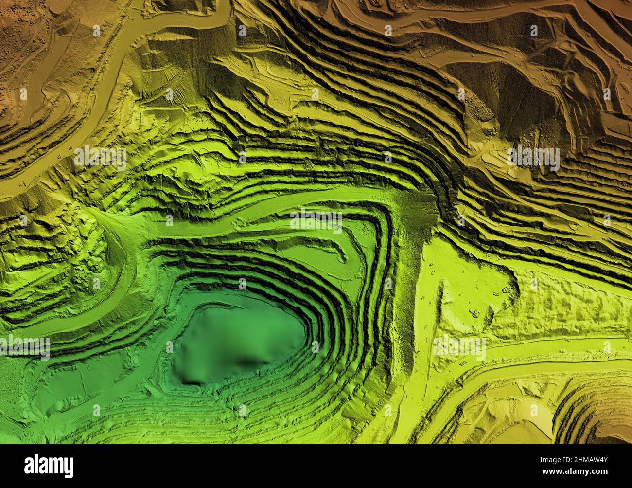 Model of a mine elevation. GIS product made after processing aerial ...