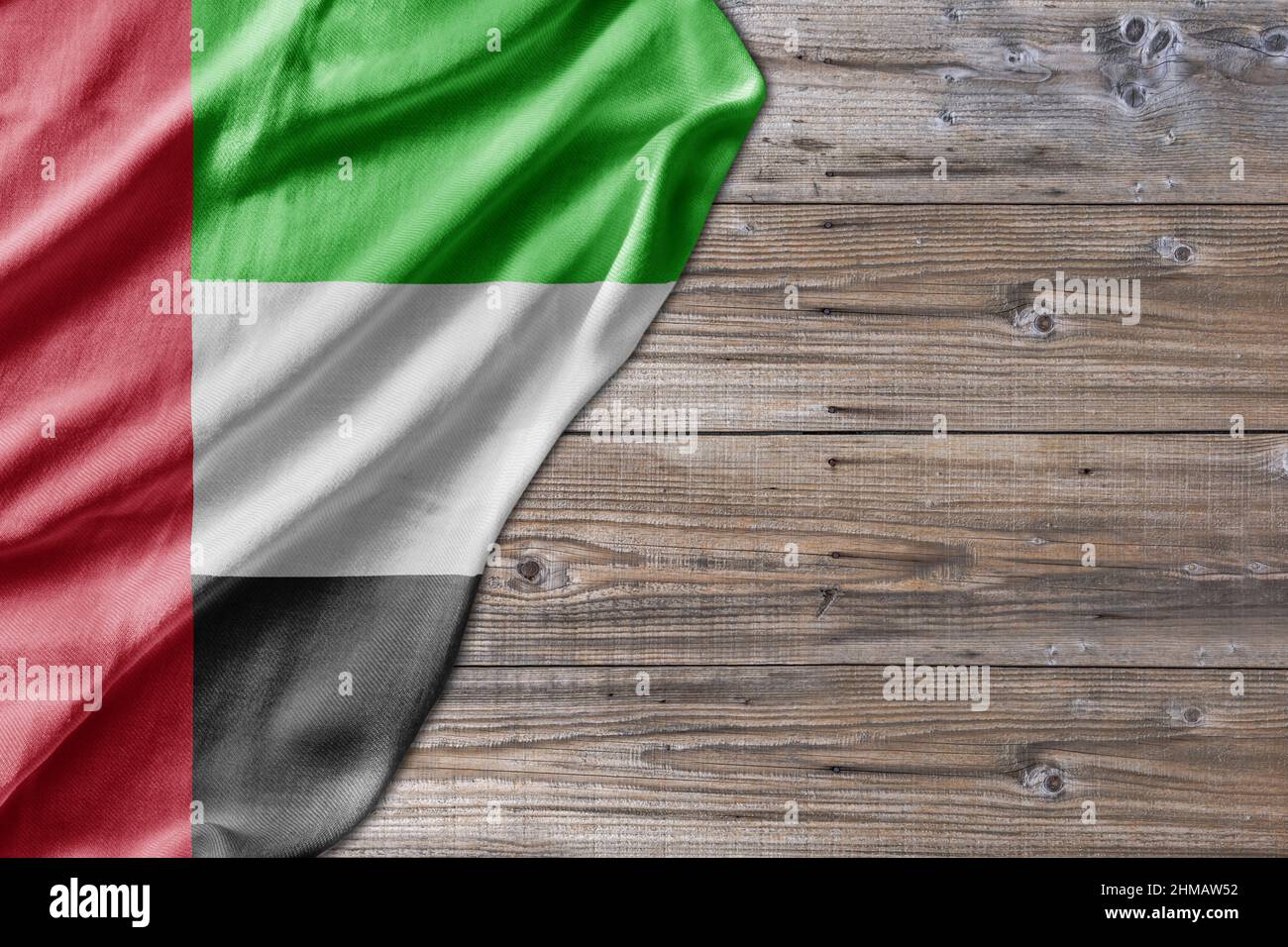 Wooden pattern old nature table board with United Arab Emirates flag ...
