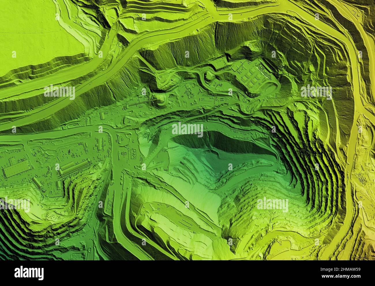 Model of a mine elevation. GIS product made after processing aerial ...