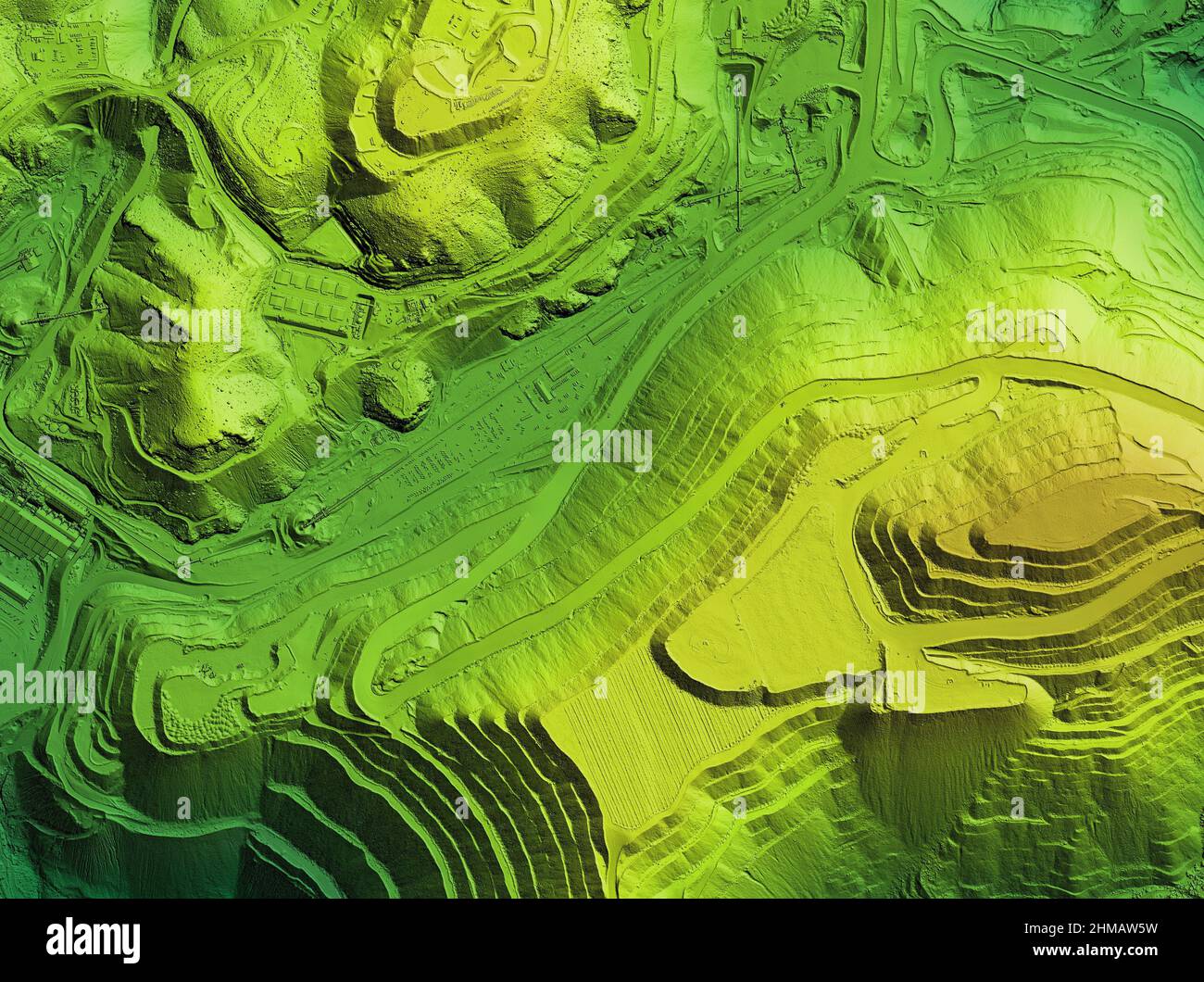 Model of a mine elevation. GIS product made after processing aerial ...