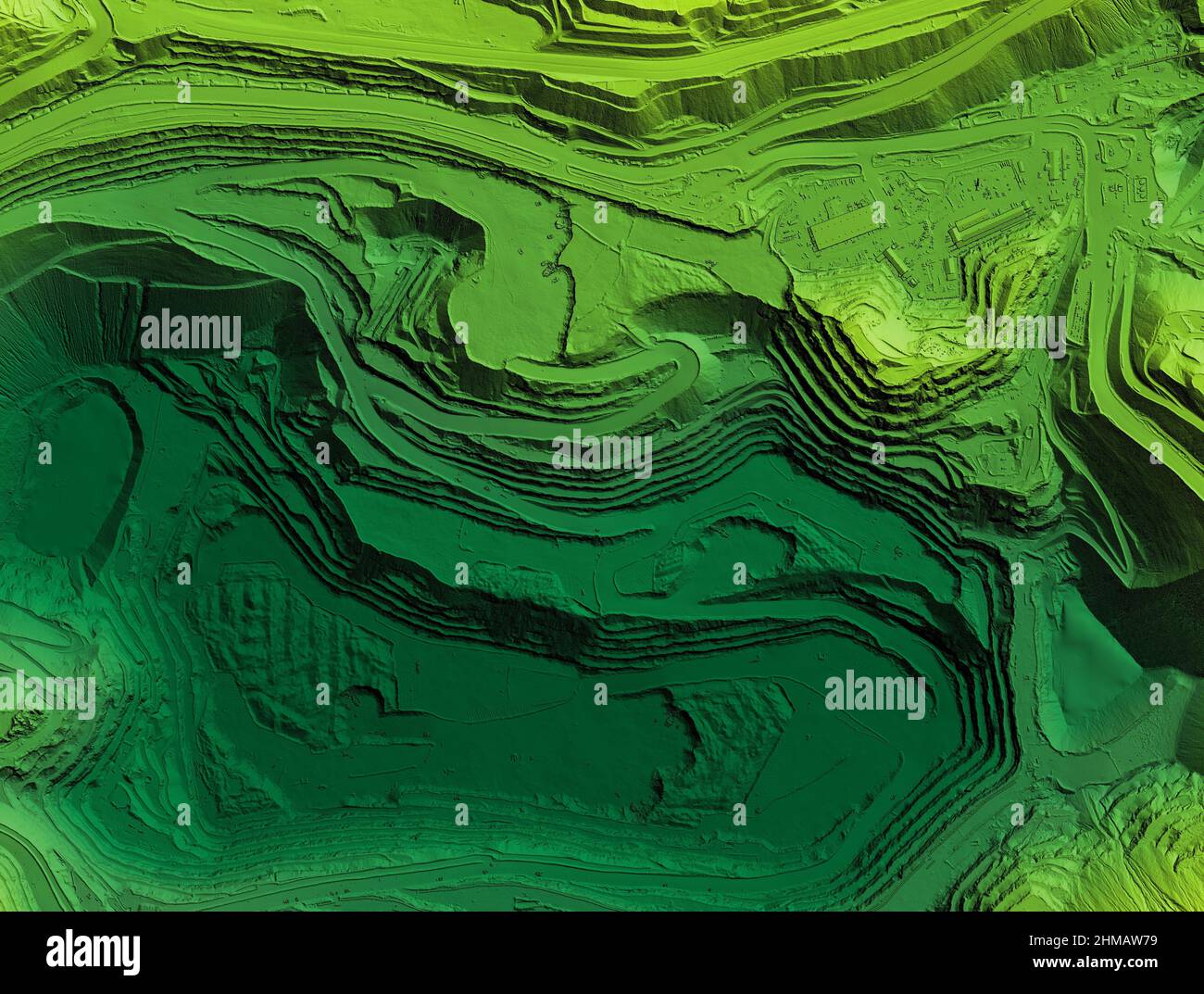 Model of a mine elevation. GIS product made after processing aerial ...