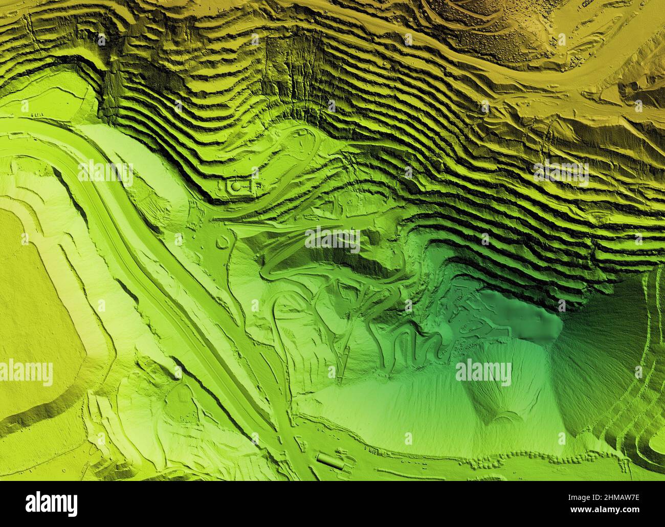 Model of a mine elevation. GIS product made after processing aerial ...