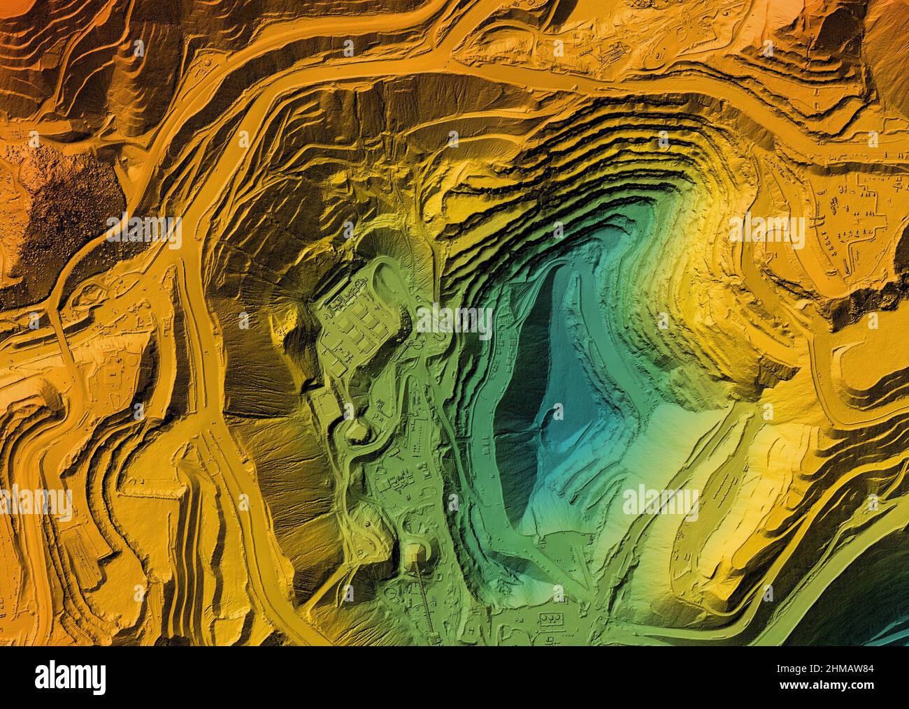 Model of a mine elevation. GIS product made after processing aerial ...
