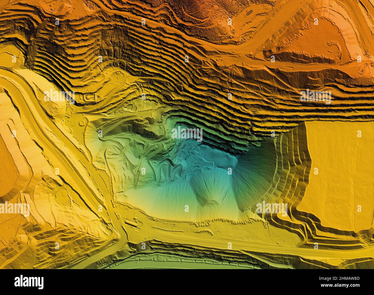 Model of a mine elevation. GIS product made after processing aerial ...