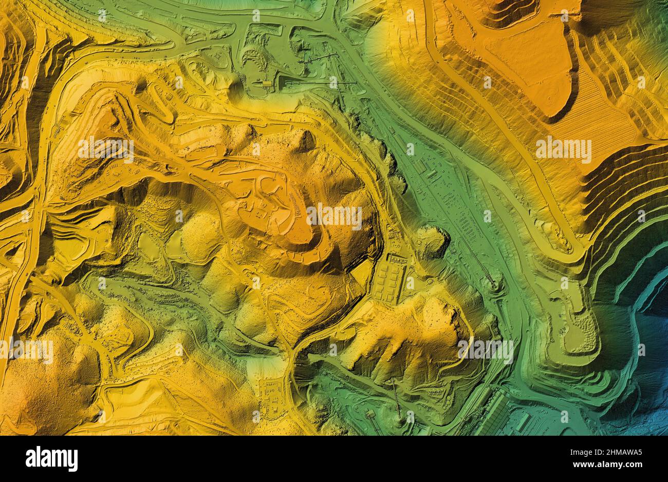 Model of a mine elevation. GIS product made after processing aerial ...