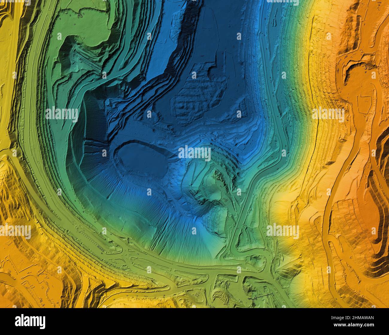 Model of a mine elevation. GIS product made after processing aerial ...