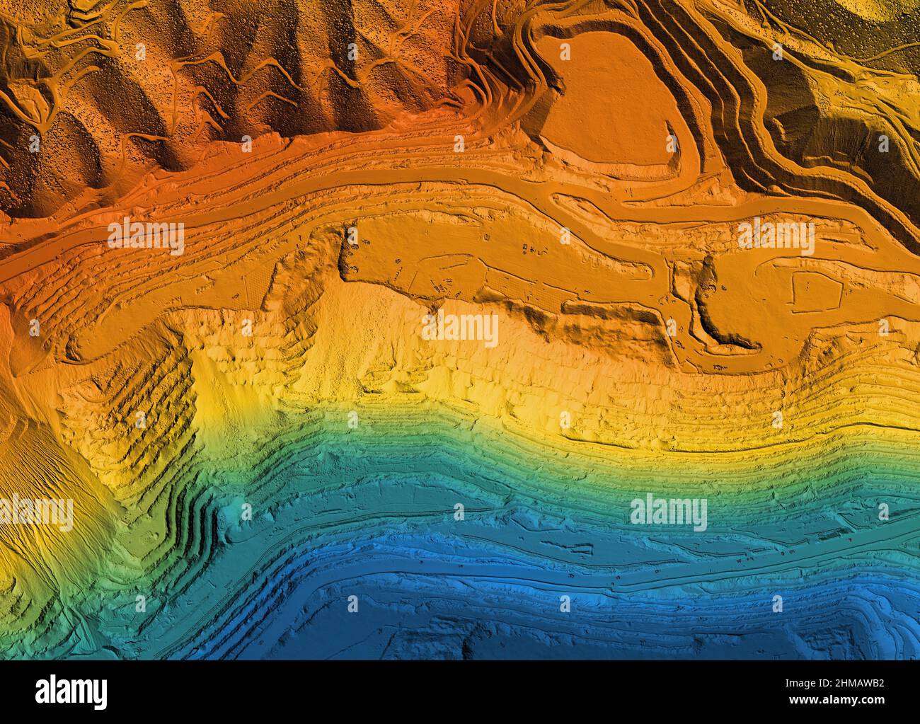 Model of a mine elevation. GIS product made after processing aerial ...