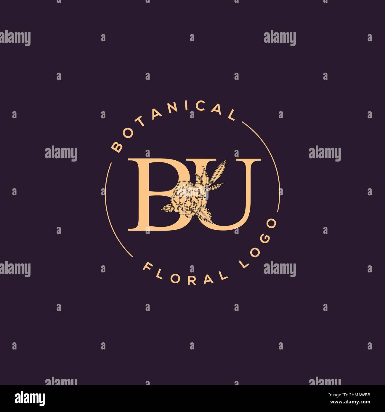 Initial BU letter luxury beauty flourishes ornament monogram logo Stock ...