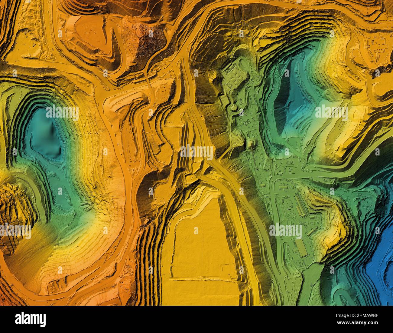Model of a mine elevation. GIS product made after processing aerial ...