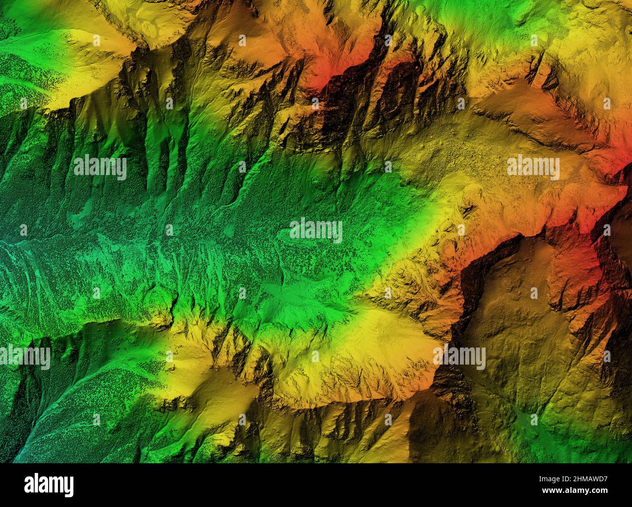 Elevation model of mountain terrain. GIS 3D product made after ...
