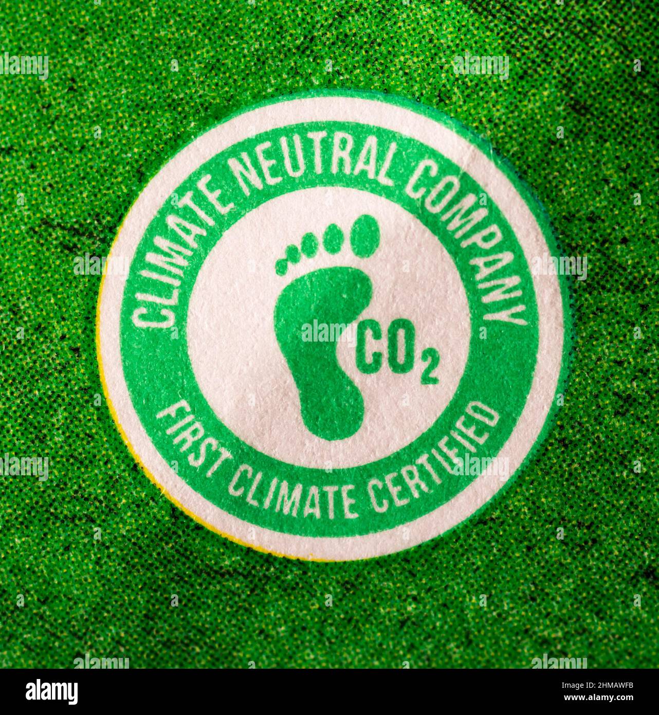A First Climate Certified Climate Neutral Company logo on packaging ...
