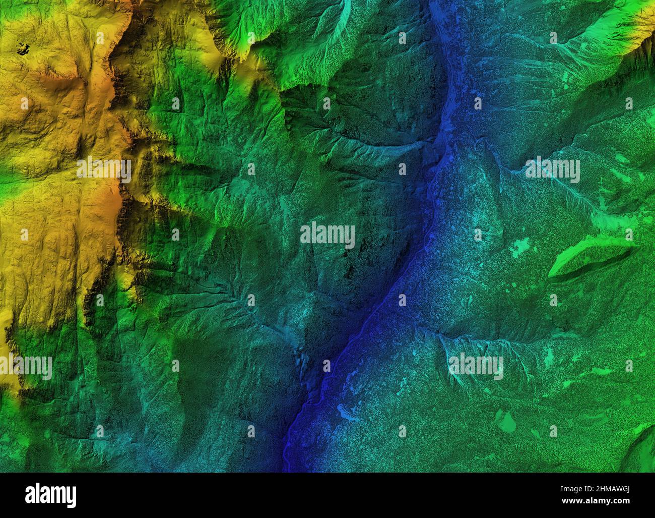 Elevation model of mountain terrain. GIS 3D product made after ...