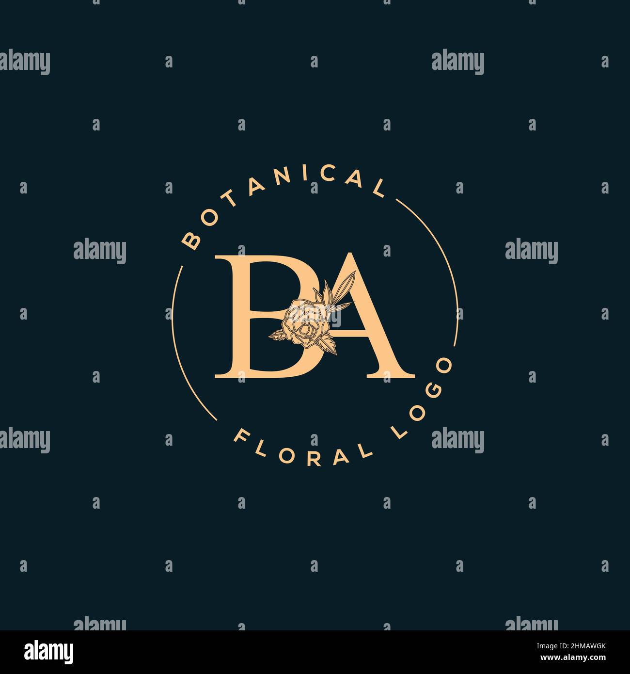 Initial BA letter luxury beauty flourishes ornament monogram logo Stock ...