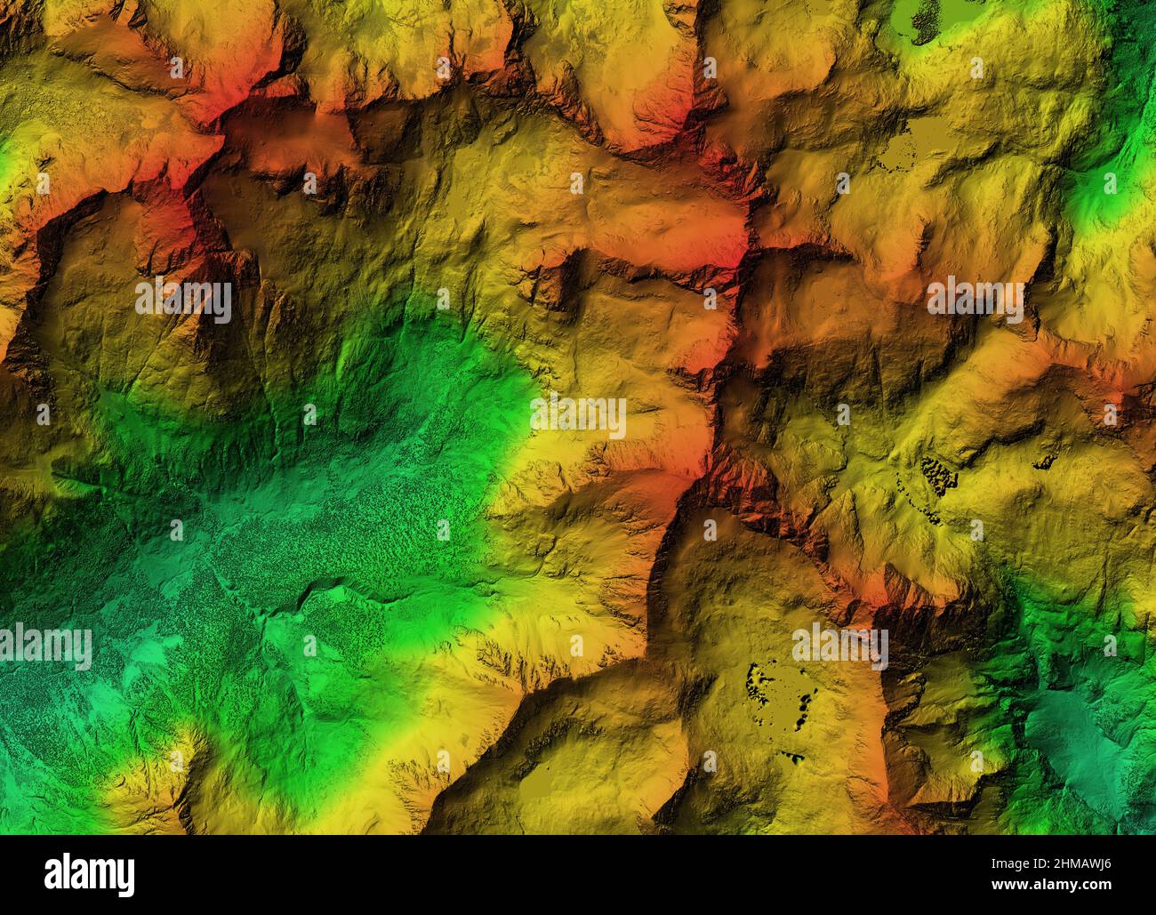 Elevation model of mountain terrain. GIS 3D product made after ...