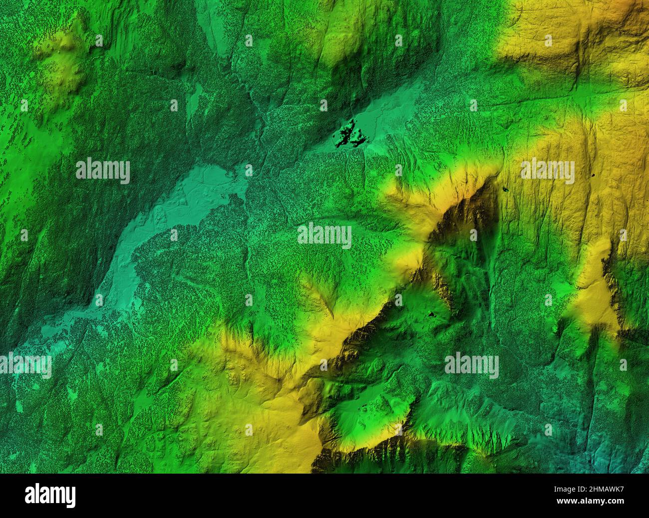 Elevation model of mountain terrain. GIS 3D product made after ...