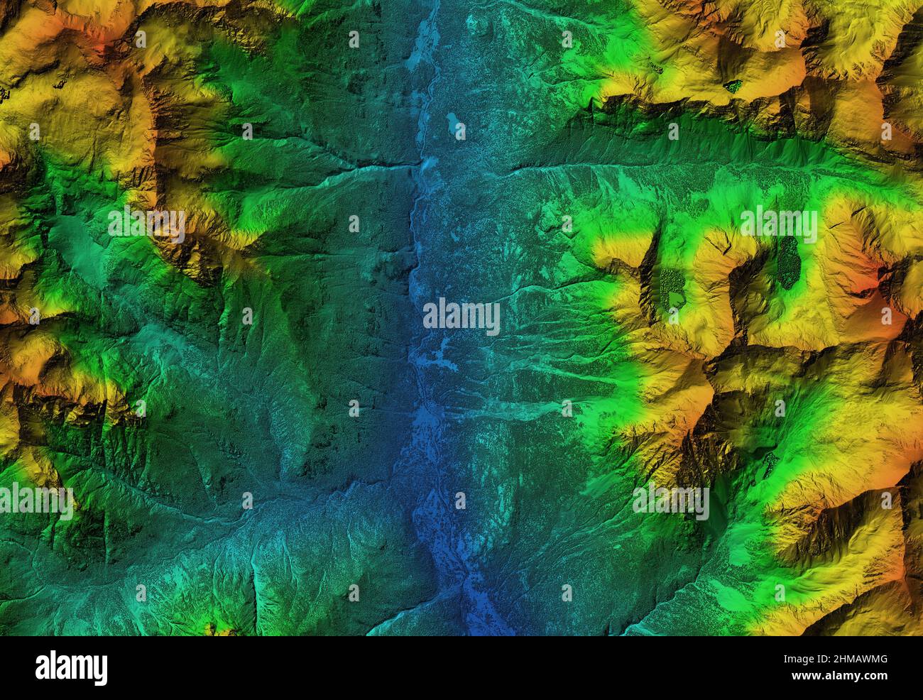 Elevation model of mountain terrain. GIS 3D product made after ...