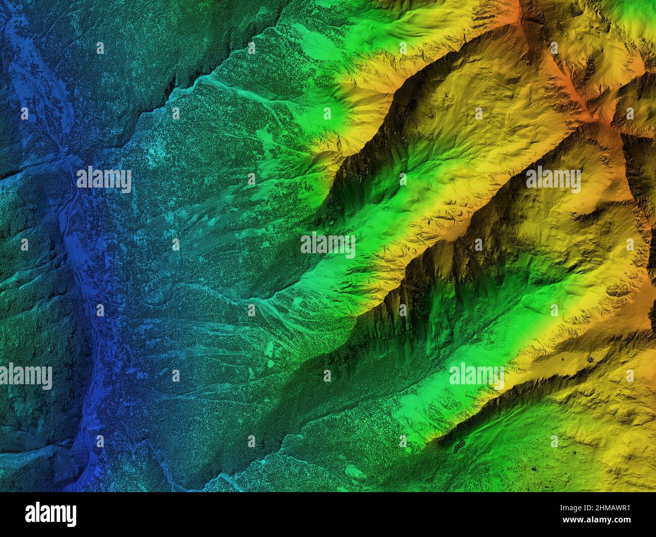 Elevation model of mountain terrain. GIS 3D product made after ...