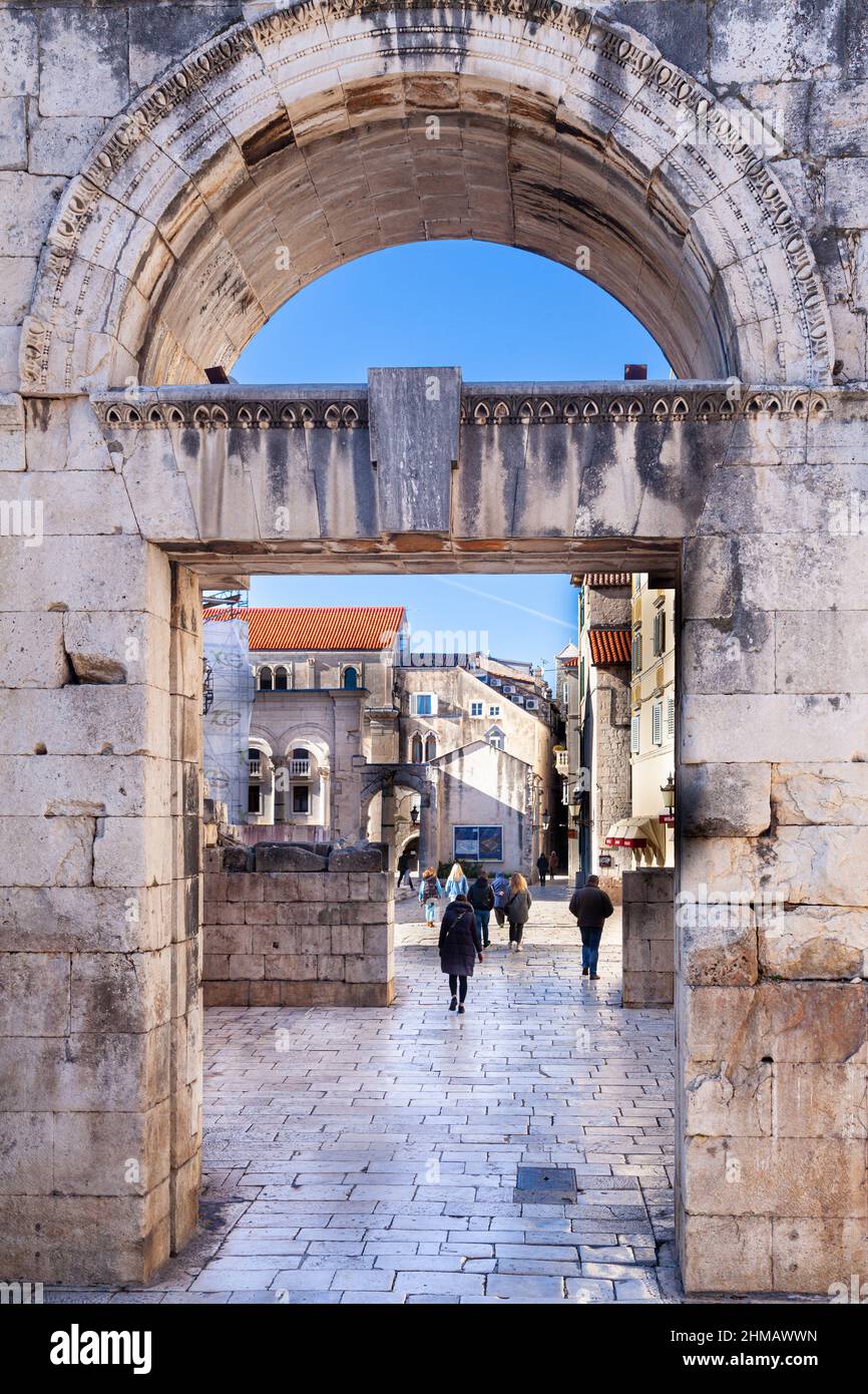 Silver gate in the old town of Split Croatia Stock Photo - Alamy