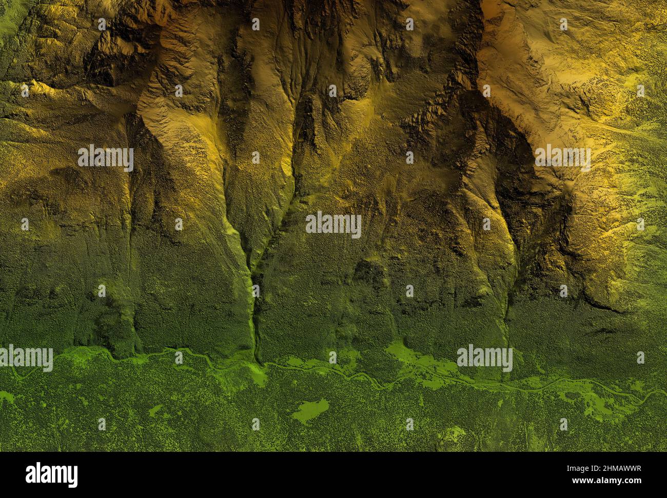 Elevation model of mountain terrain. GIS 3D product made after ...