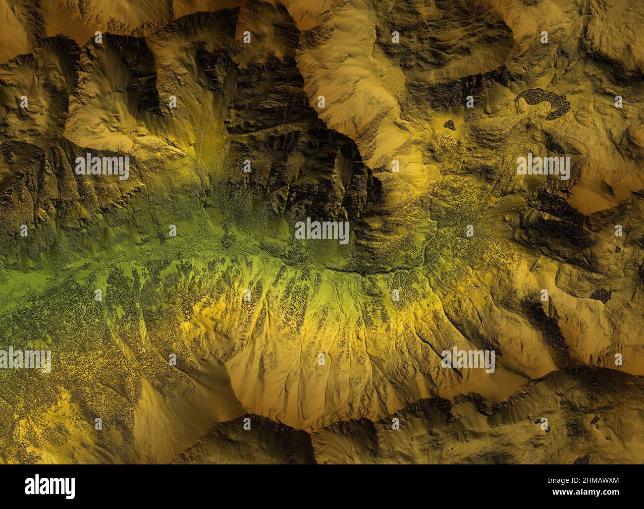 Elevation model of mountain terrain. GIS 3D product made after ...