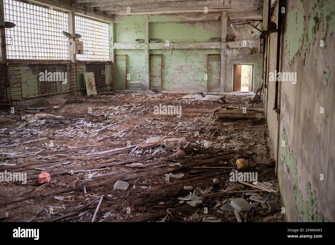 Educational material like books, furniture and posters abandoned in a ...