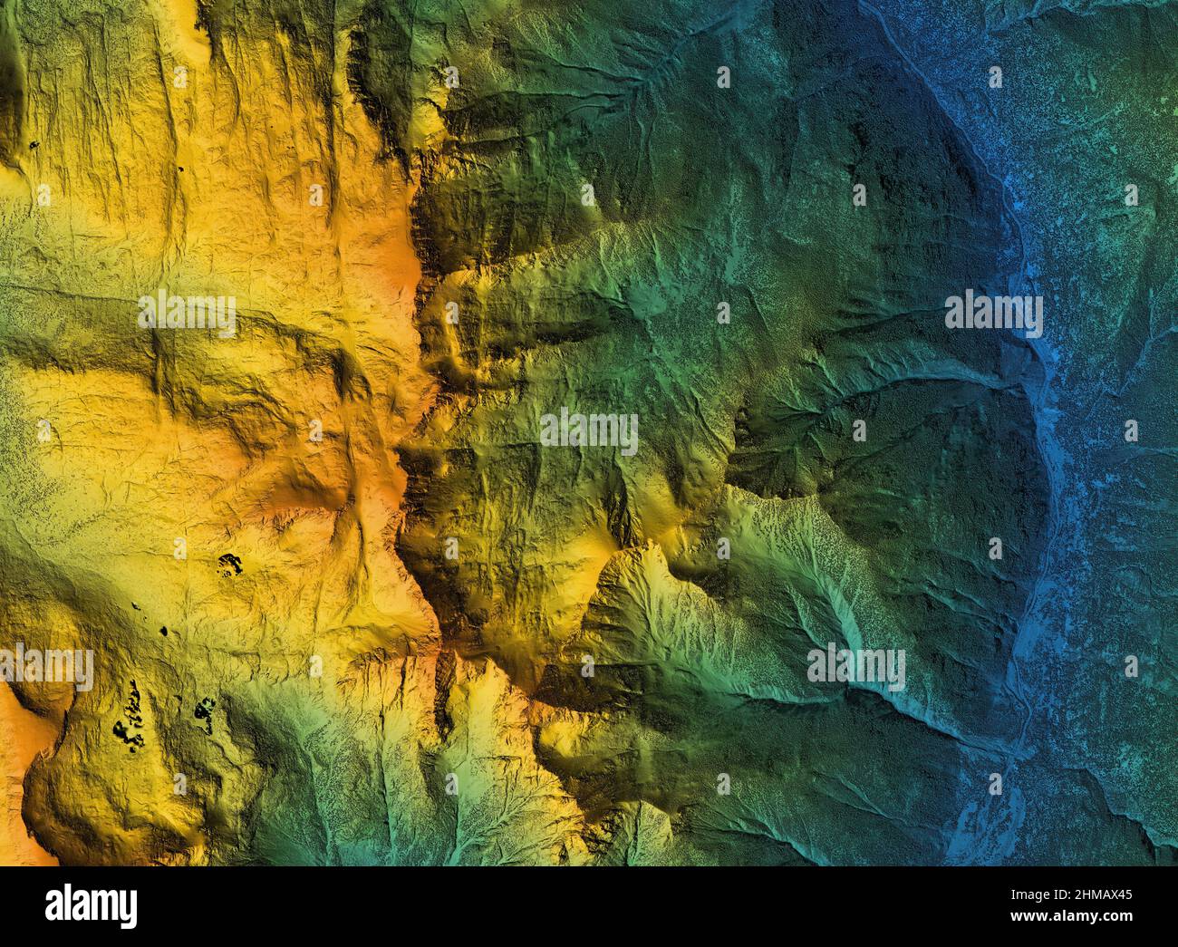 Elevation model of mountain terrain. GIS 3D product made after ...
