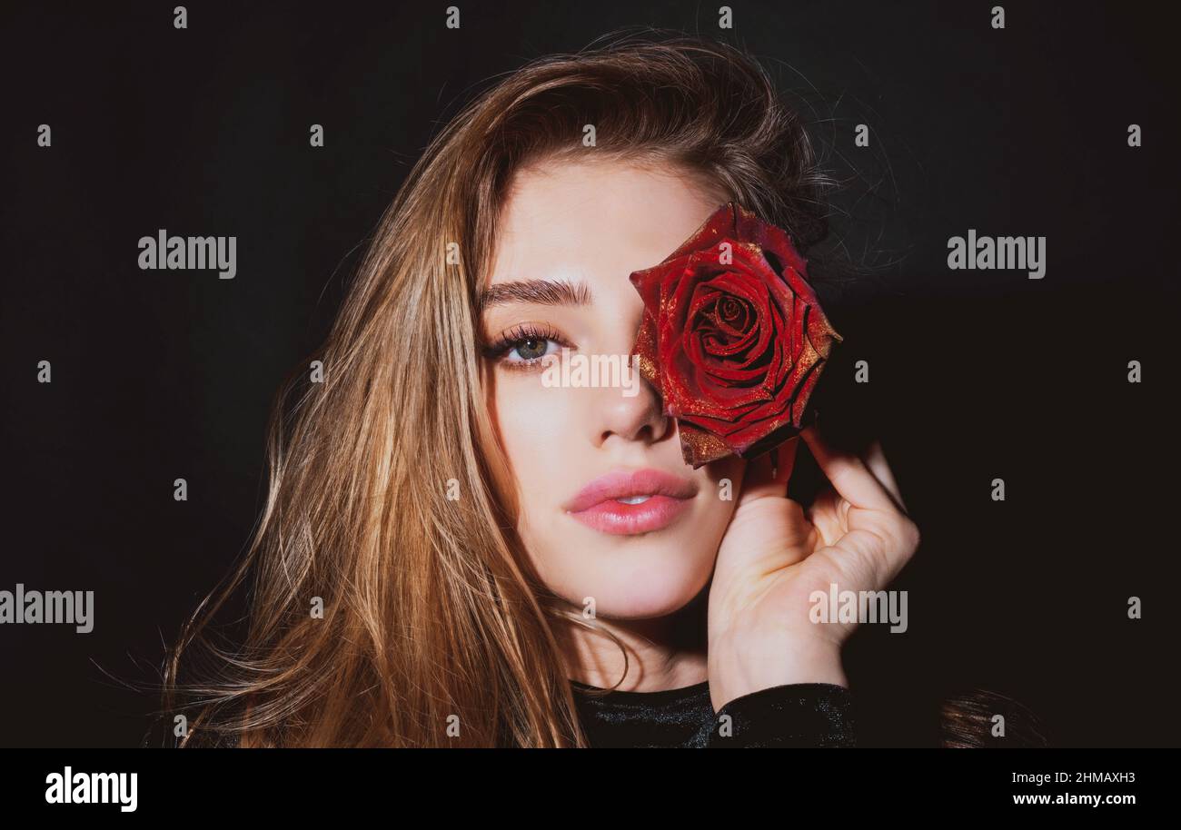 Sensual portrait of young woman. Beautiful girl fashion model. Elegant ...