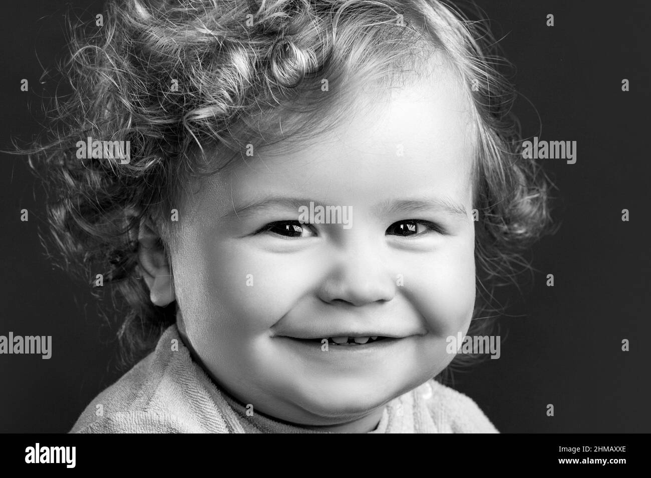 Portrait of little baby. Concept of kids face close-up. Head shoot ...