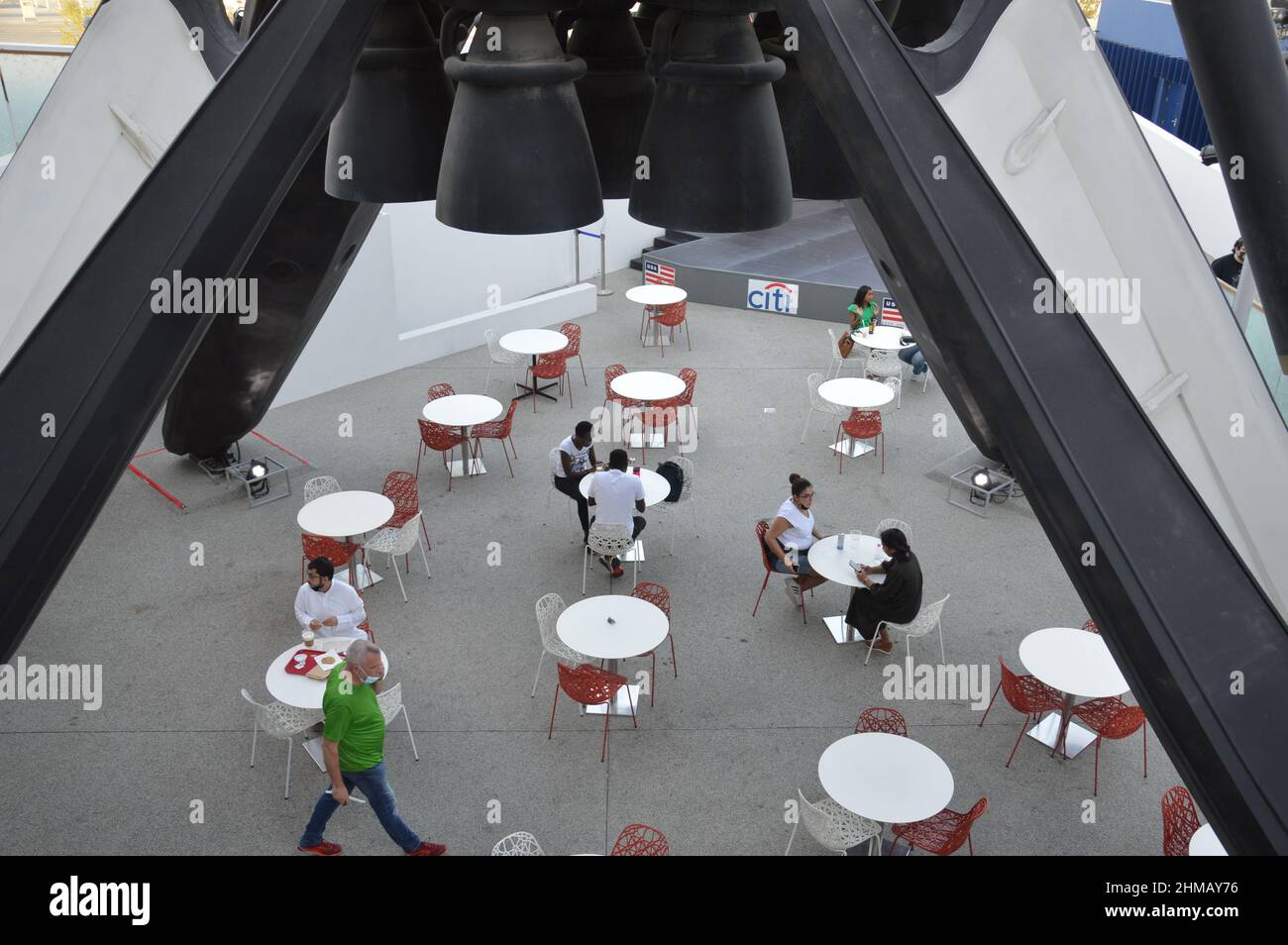 SpaceX Falcon 9 rocket replica adorns the United States pavilion at ...