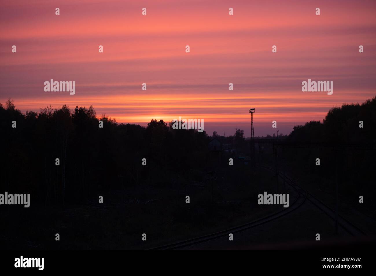 A vibrant sunset over the Red Forest and exclusion zone near the ...