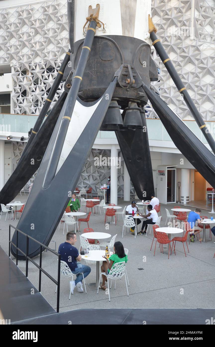 SpaceX Falcon 9 rocket replica adorns the United States pavilion at ...