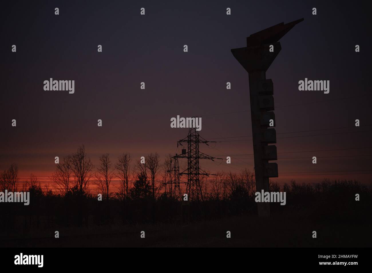 A vibrant sunset over the Red Forest and exclusion zone near the ...