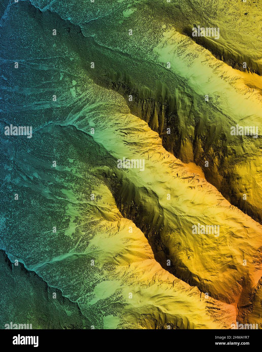 Elevation model of mountain terrain. GIS 3D product made after ...